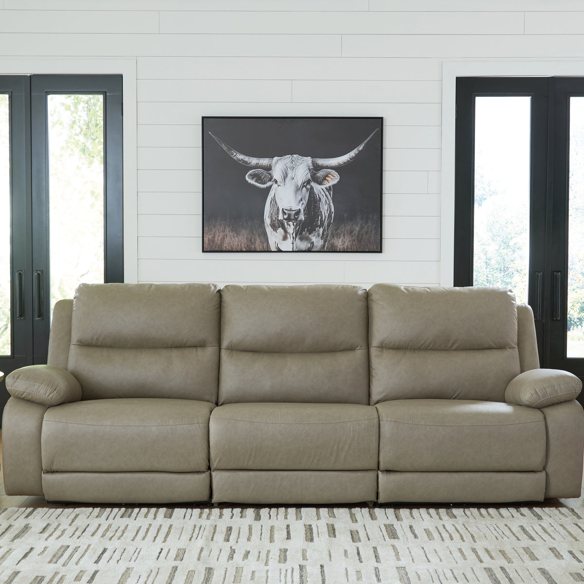 Ashley Furniture Brannigan Pebble 3-Piece Dual Power Reclining Modular Sectional | Ornate Home