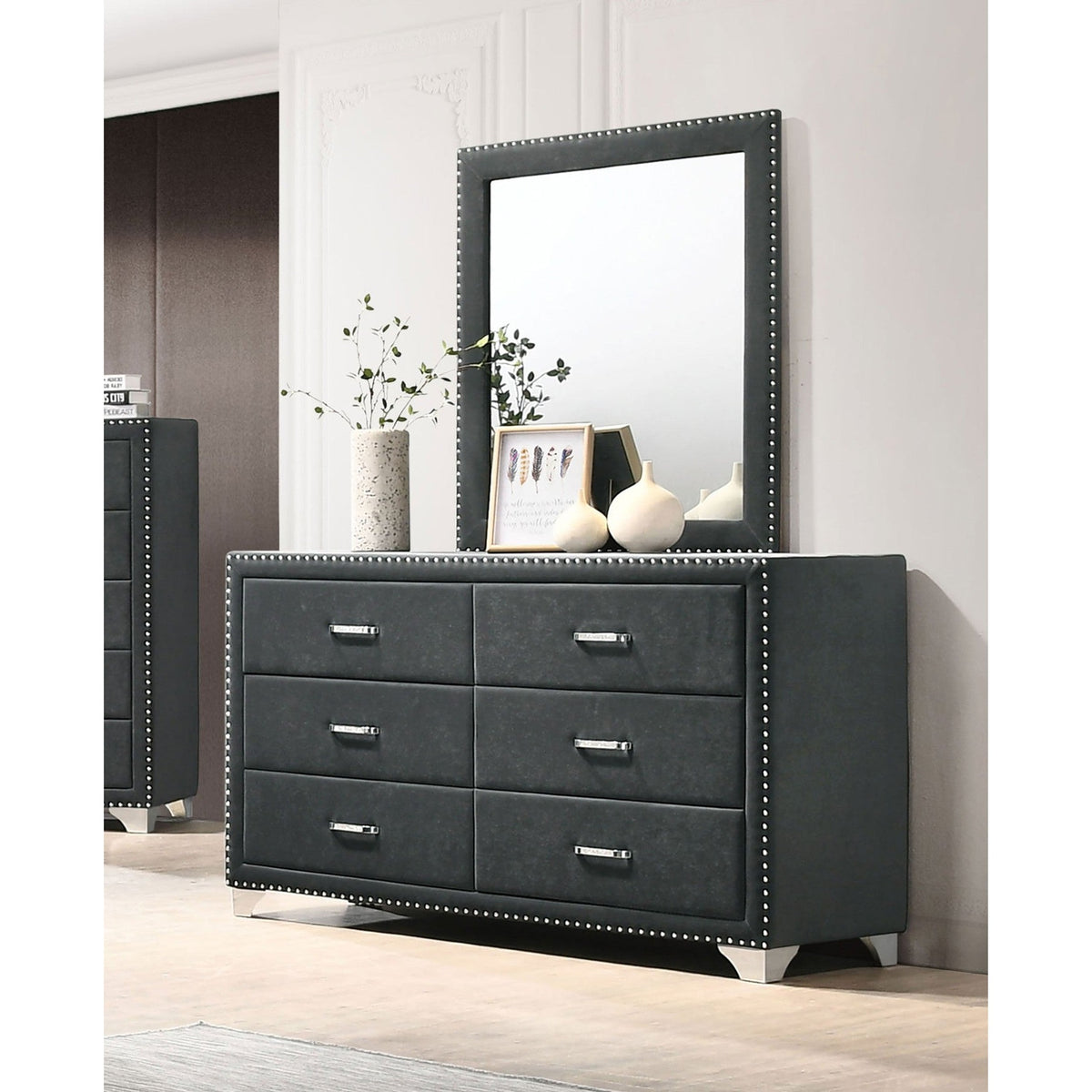 Gray Mirrored Dresser