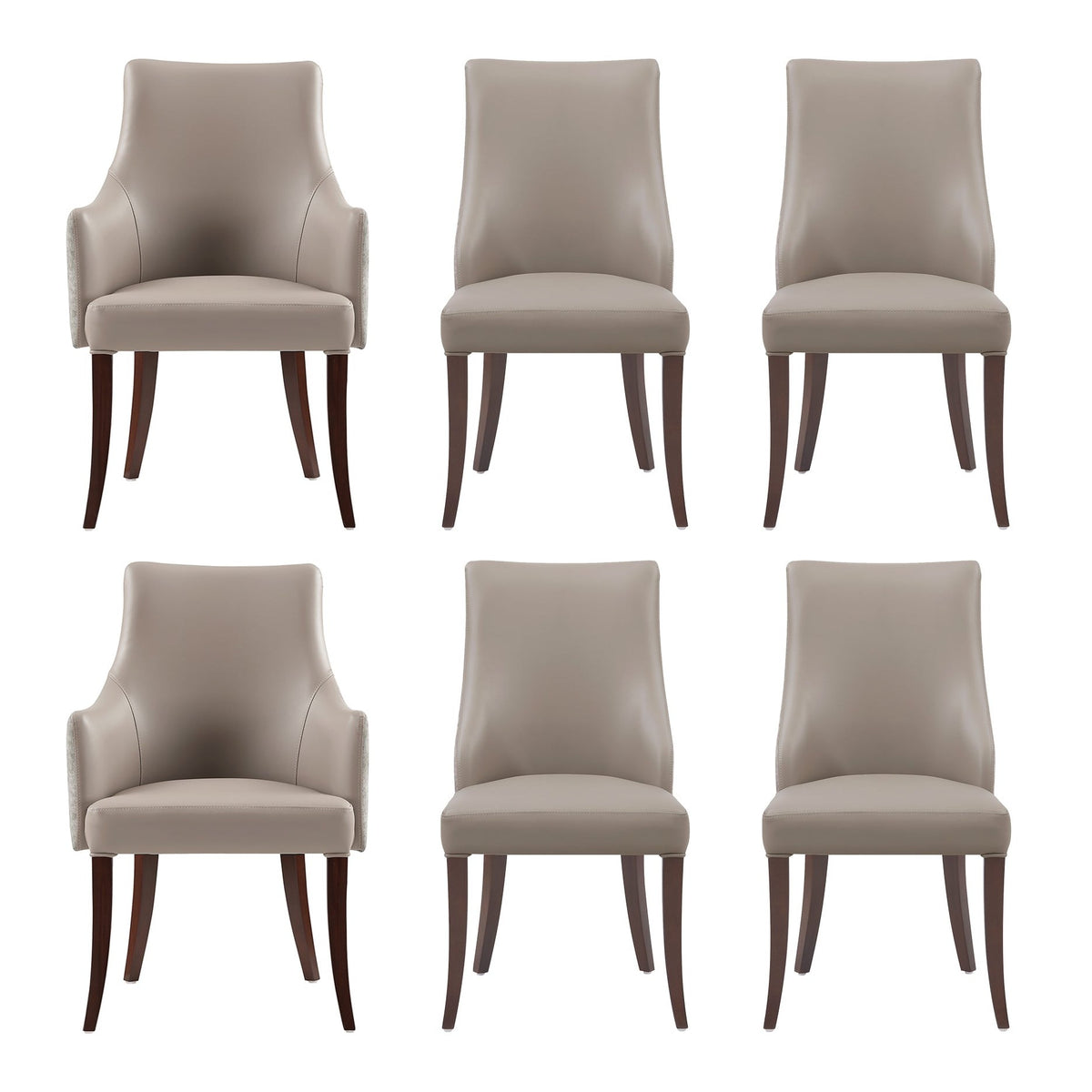 Manhattan Comfort 6-Piece Connie Dining Chair and Arm Chair in Taupe ...