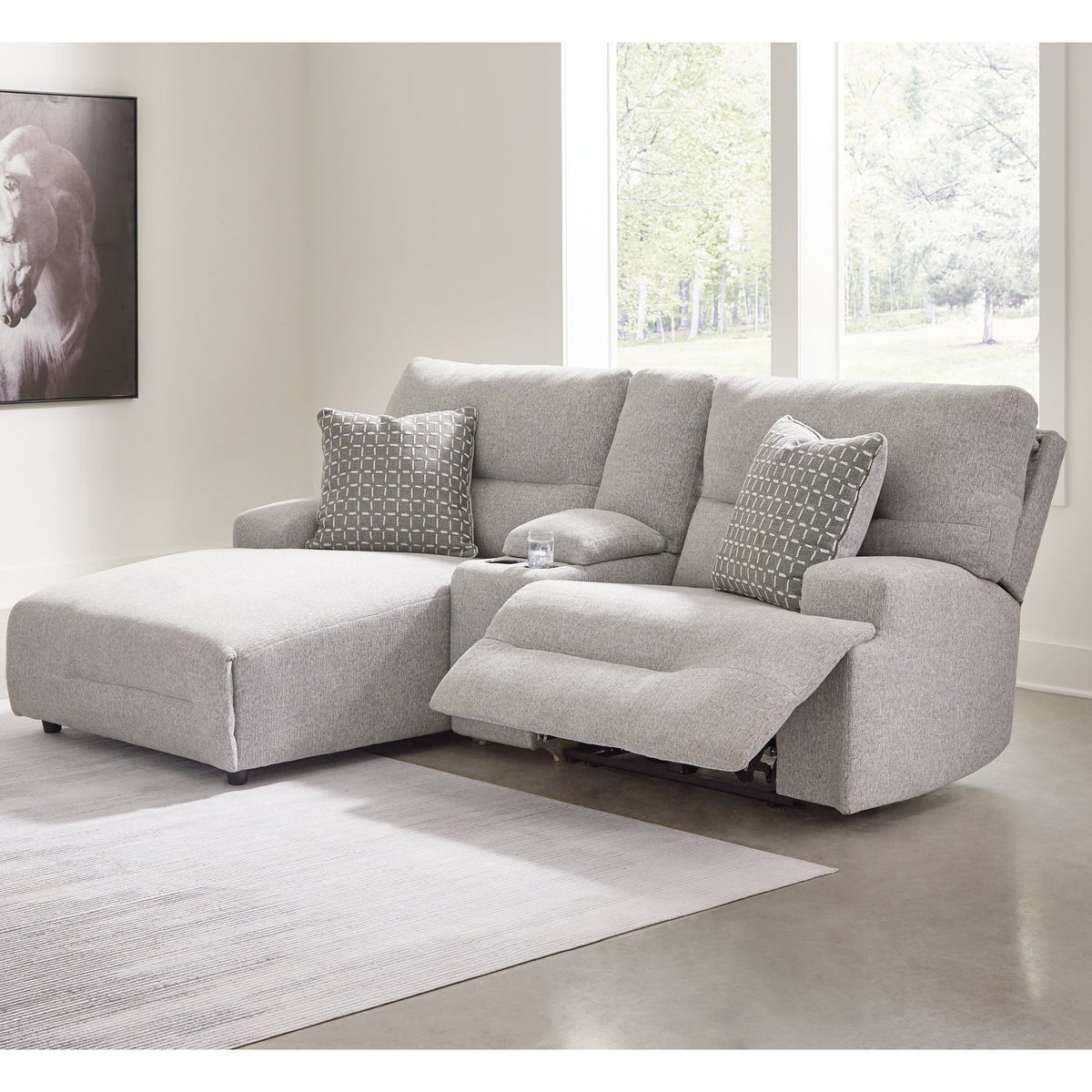 Ashley Furniture Acklen Place Pewter 3-Piece Power Reclining Sectional ...