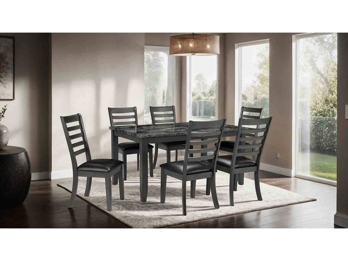 Furniture of America Adia Dark Gray 7 Pc. Dinning Table Set | Ornate Home