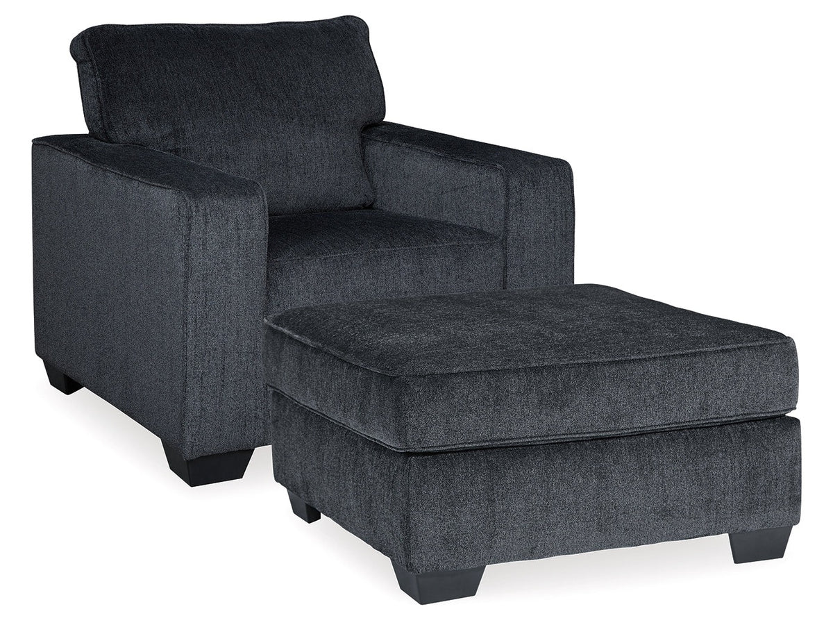 Ashley Furniture Altari Slate Chair and Ottoman | Ornate Home