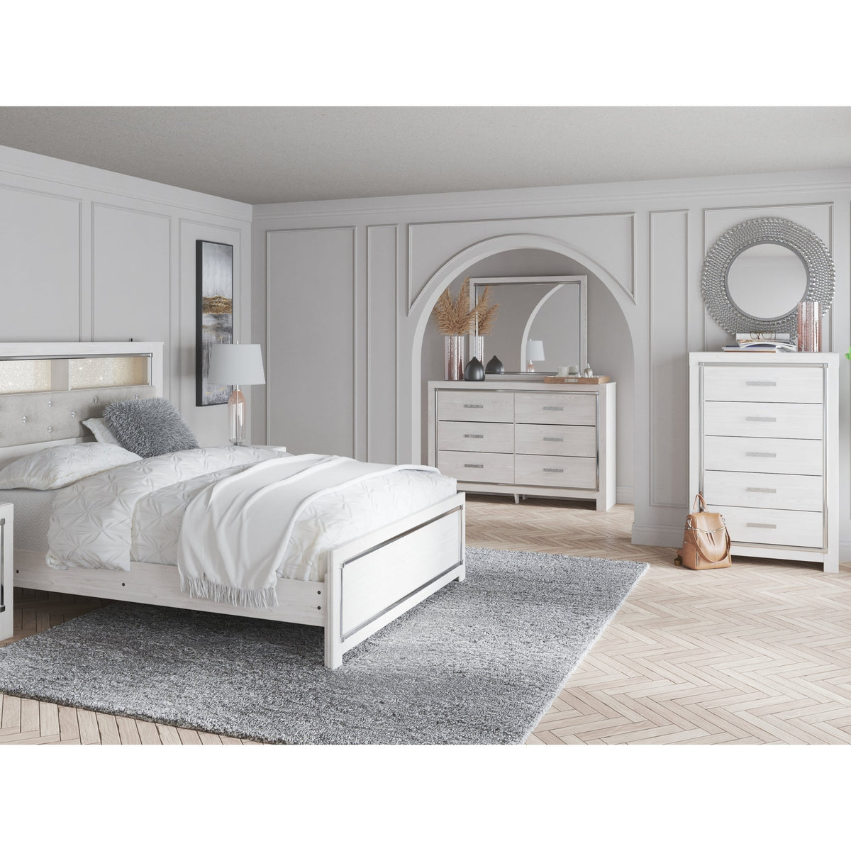Ashley Furniture Altyra Queen Panel Bookcase Bedroom Set with Dresser ...