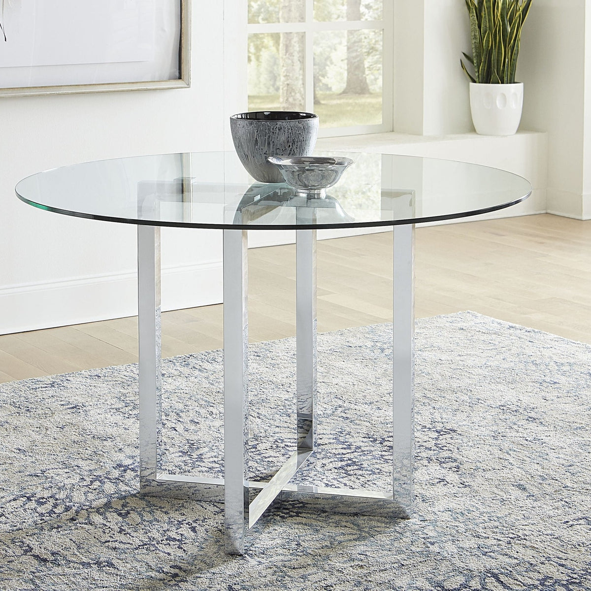 Modus Furniture Amalfi 54 inch Round Glass Top Counter Table | Ornate Home
