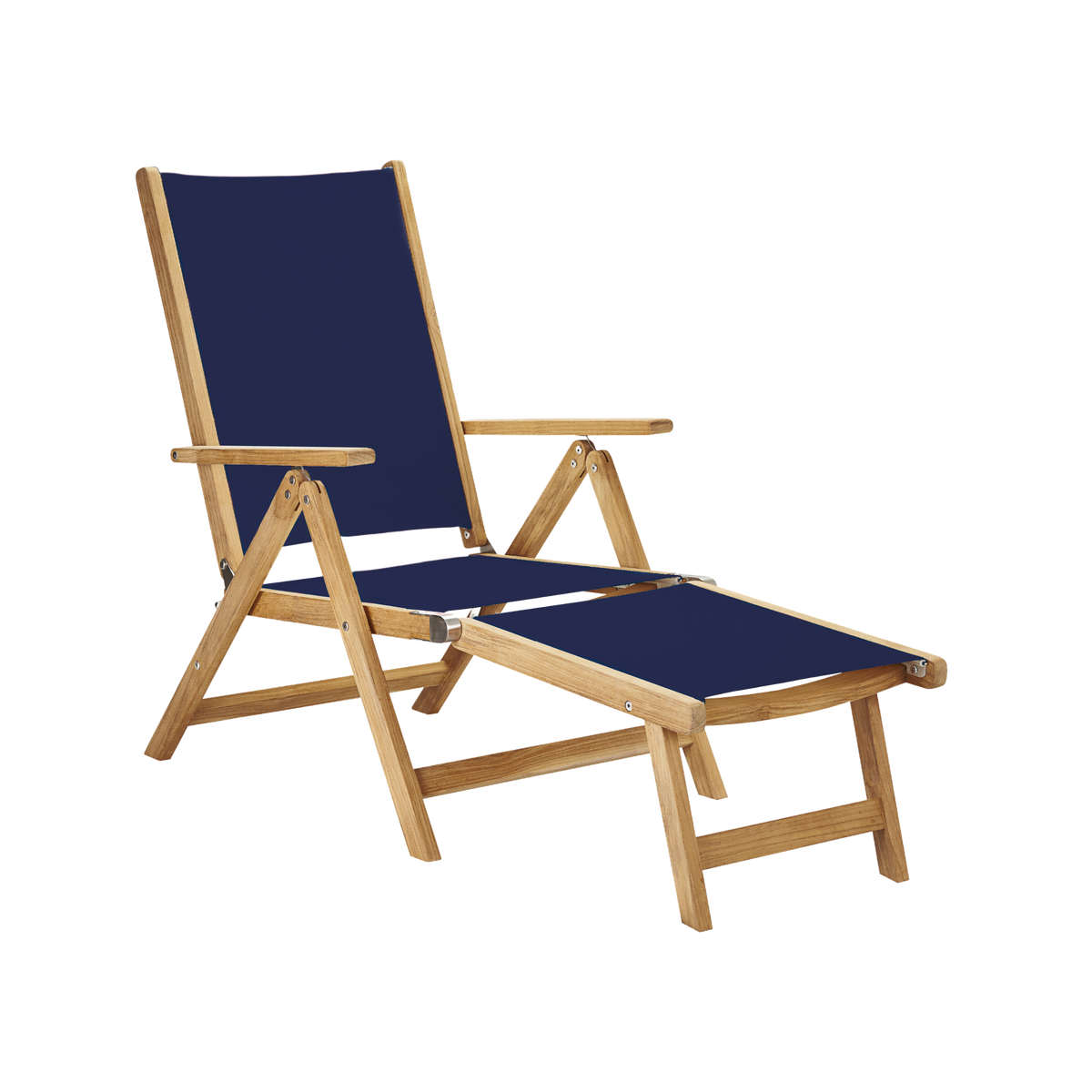 HiTeak Aquitania Teak Blue Outdoor Folding Lounge Deck Chair | Ornate Home