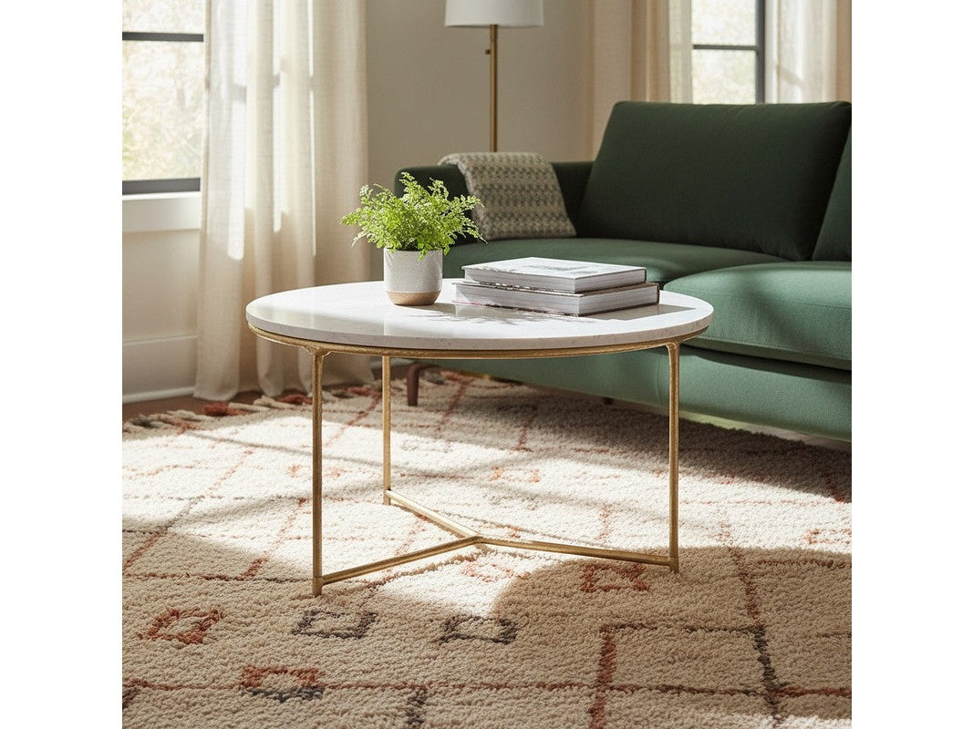 Crestview Athens White/Gold Cocktail Table | Ornate Home