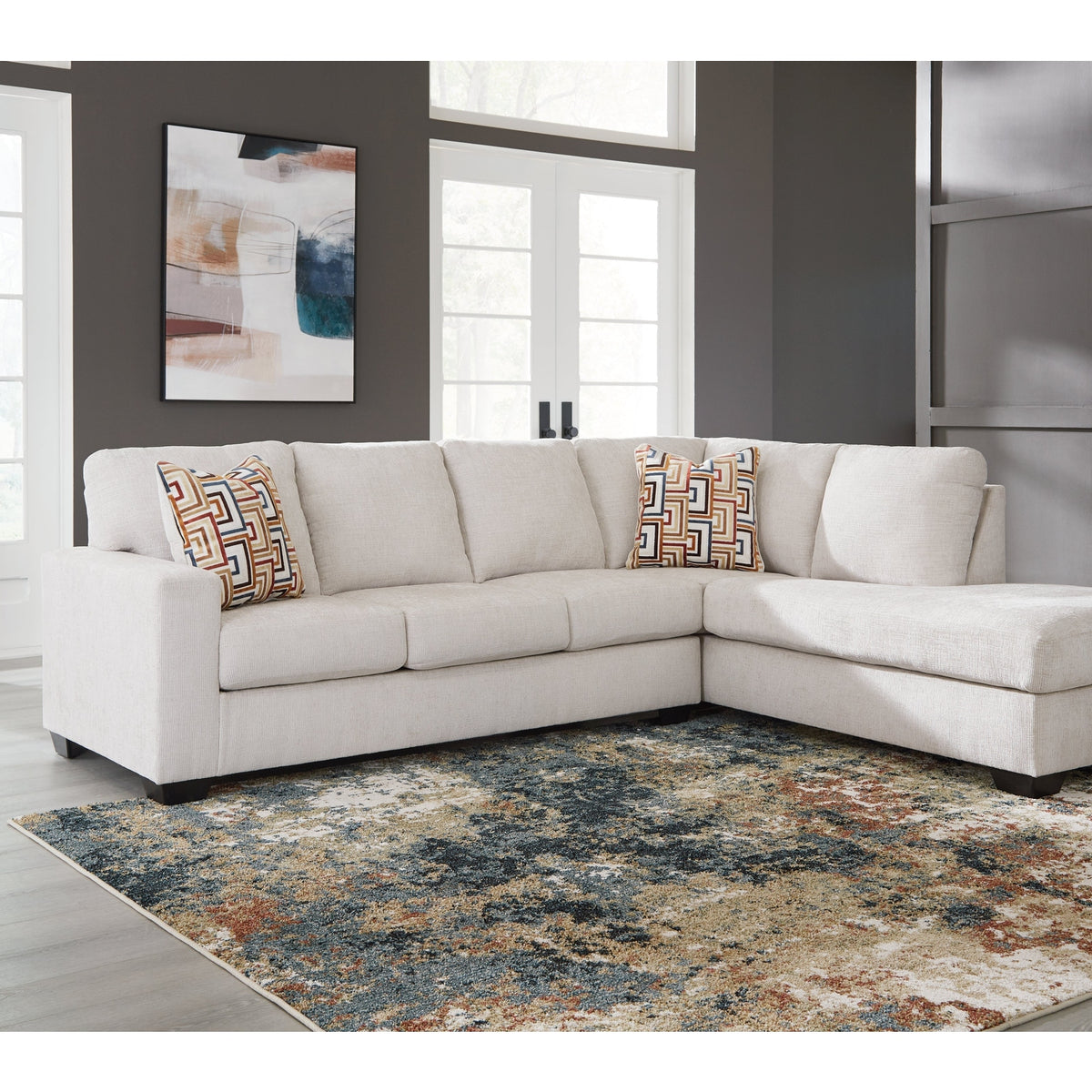 Ashley Furniture Aviemore Stone 2-Piece Sectional with RAF Chaise ...