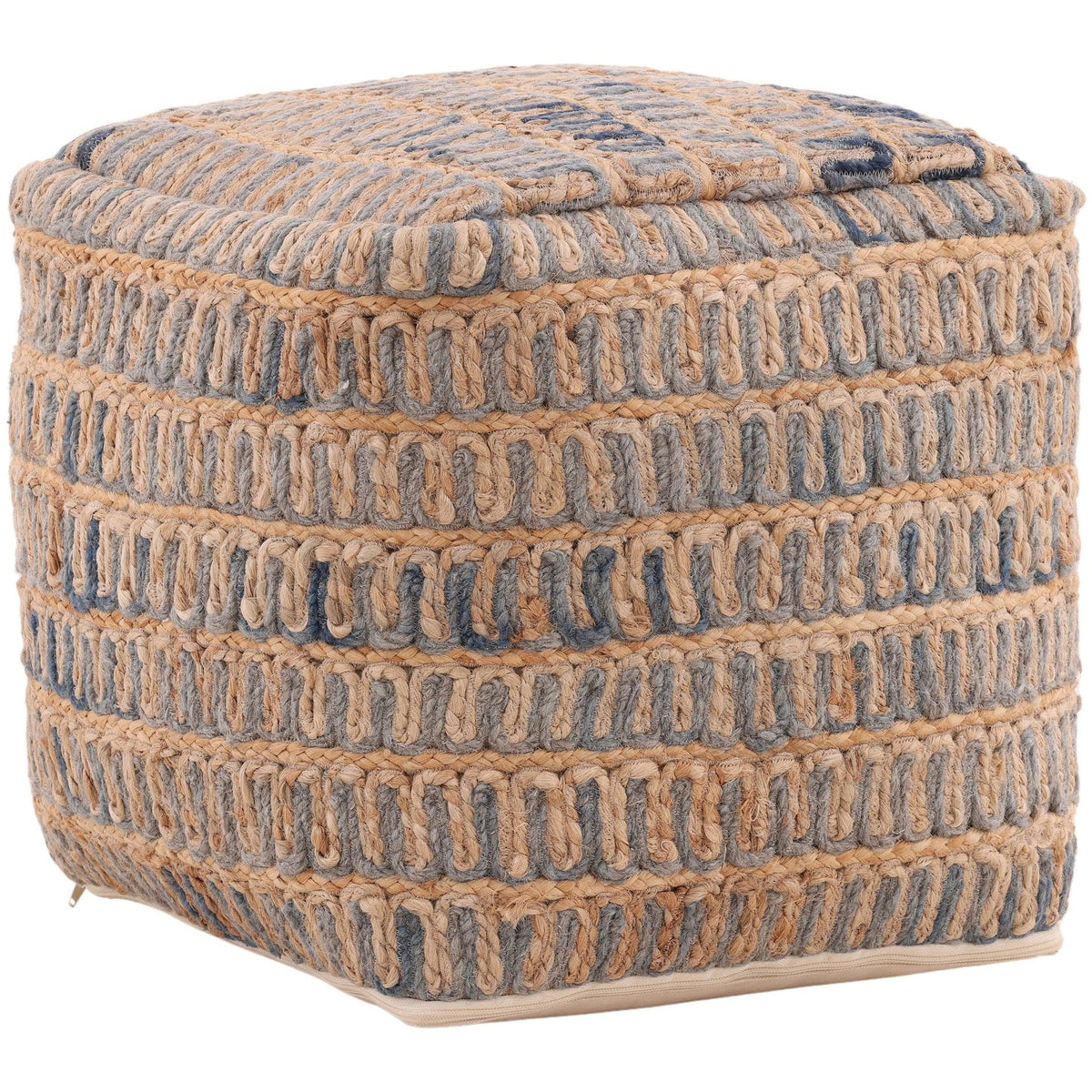 Dovetail Azure Blue/Natural Pouf | Ornate Home