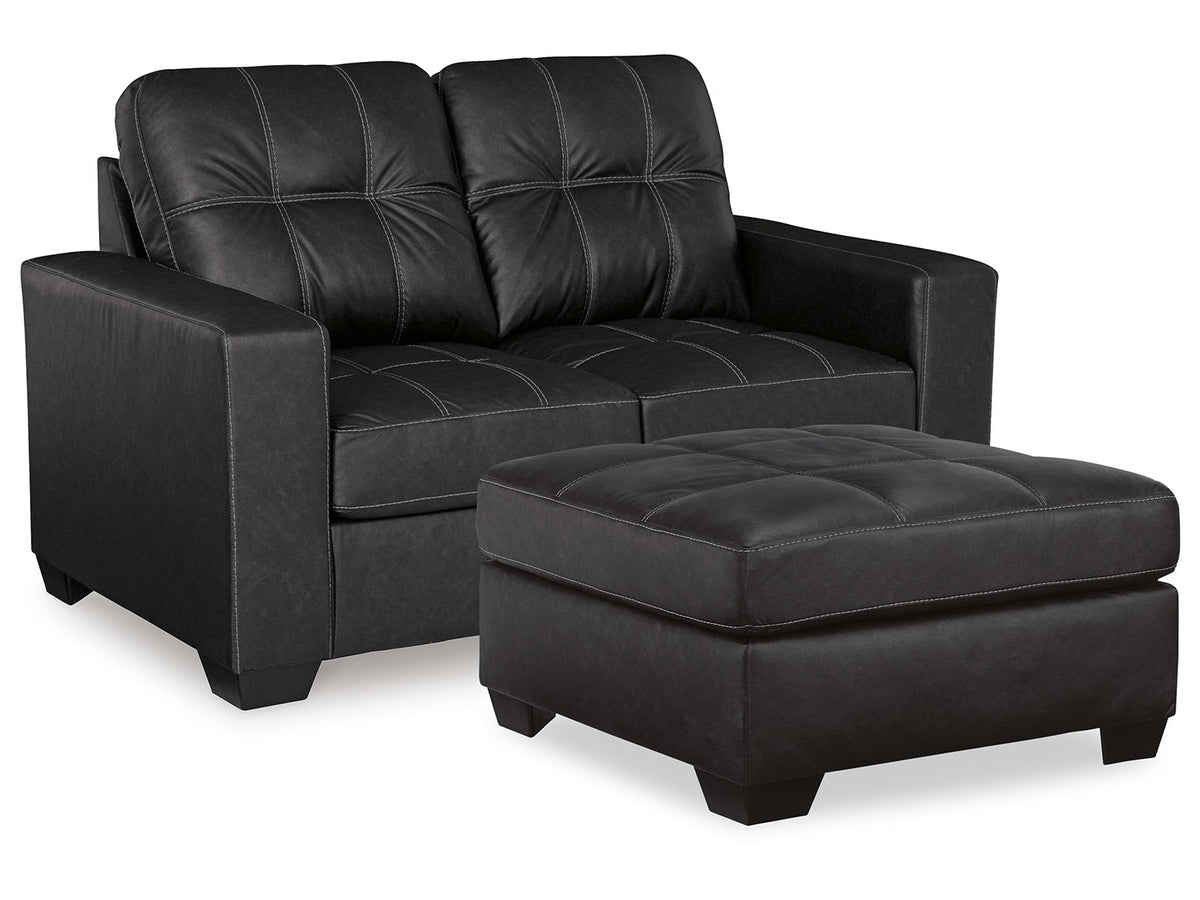 Ashley Furniture Barlin Mills Carbon Loveseat and Oversized Ottoman