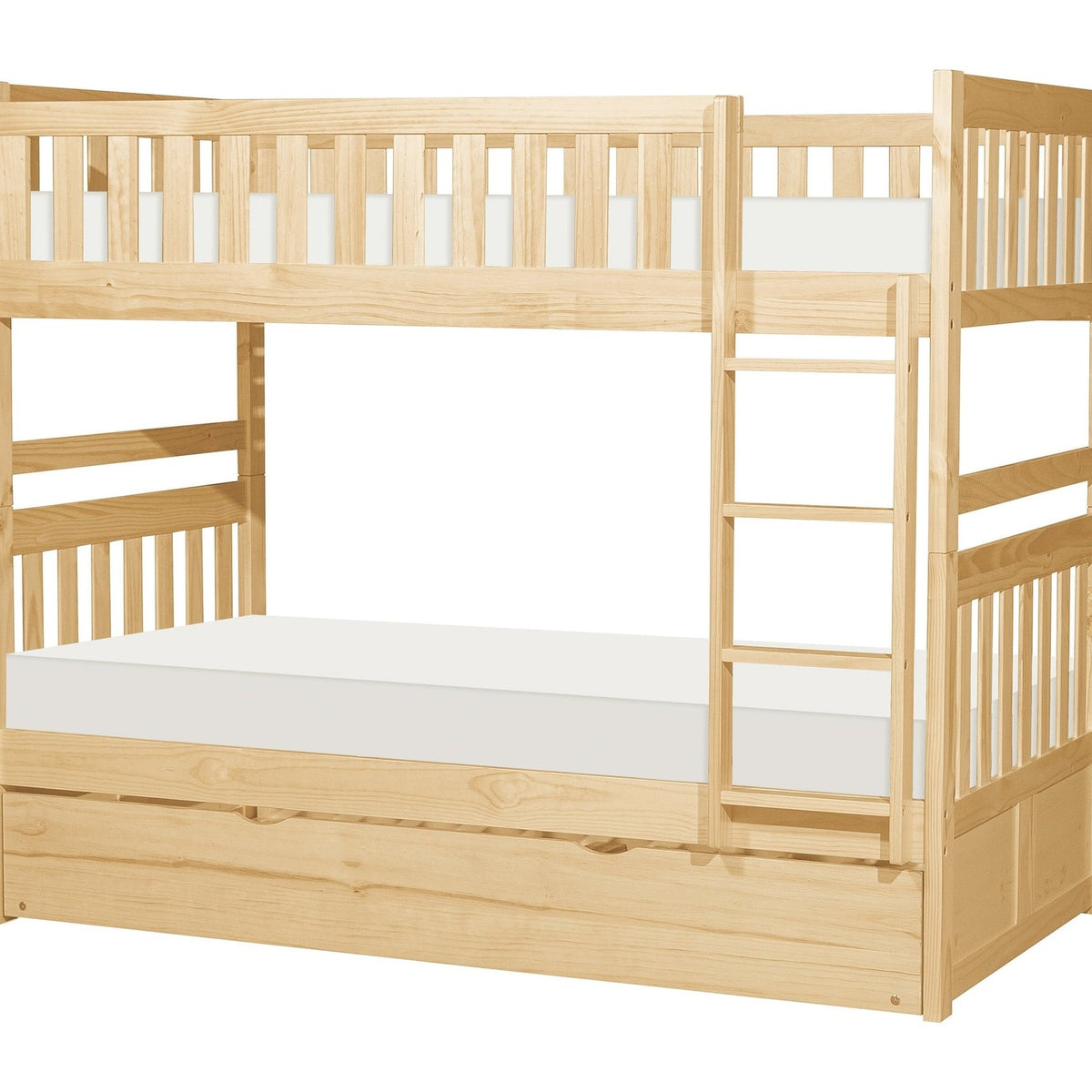 Homelegance Bartly Natural Pine Twin/Twin Bunk Bed with Twin Trundle ...