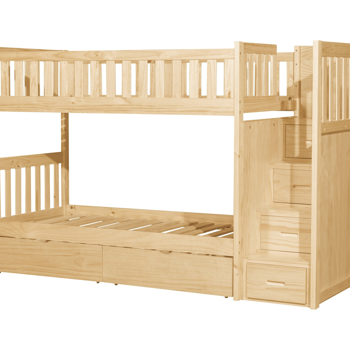 Homelegance Bartly Natural Pine Twin/Twin Step Bunk Bed With Storage ...