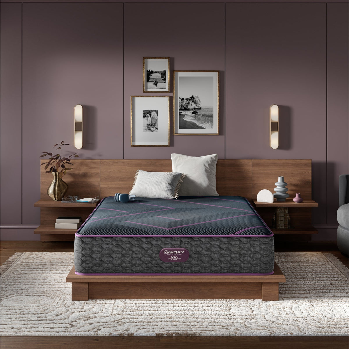 Beautyrest World Class Level Three Gray/Dark Blue Hybrid Full Firm Mattress
