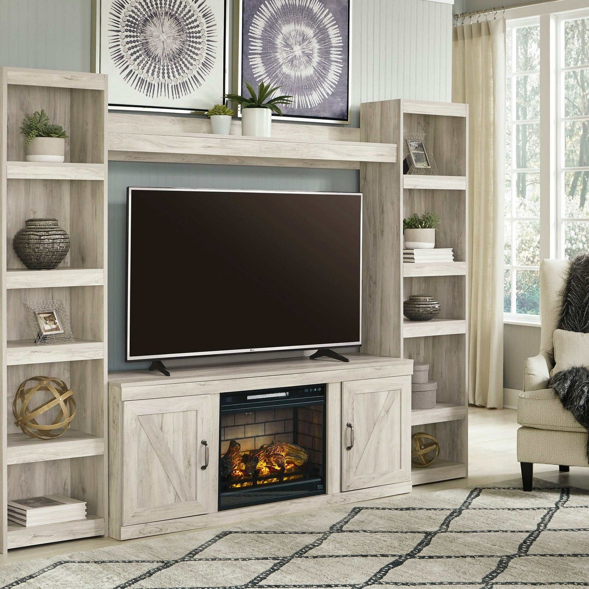 Ashley Furniture Bellaby Whitewash Entertainment Center (Online Special ...