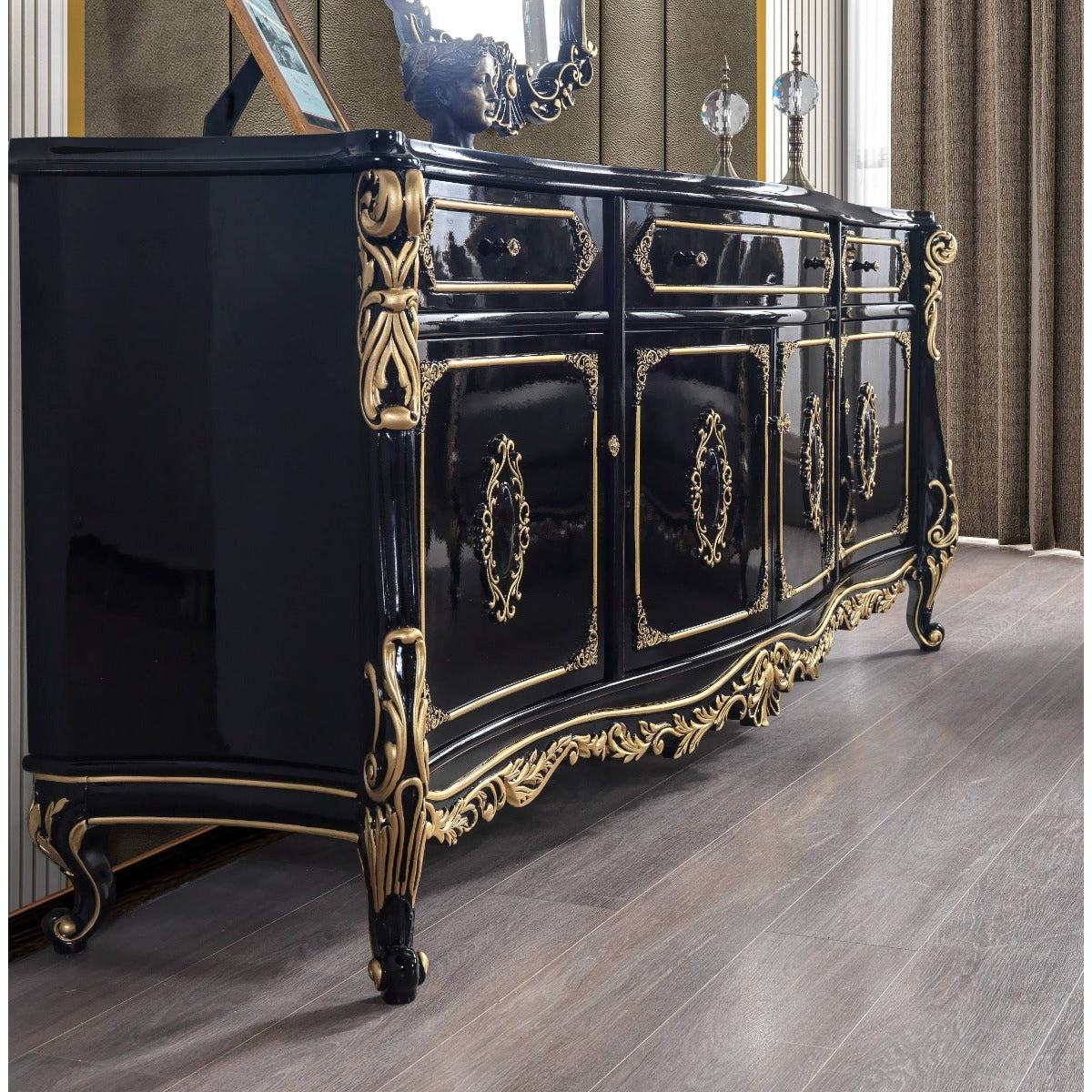 ACME Betria Gold & Black Console Table | Ornate Home