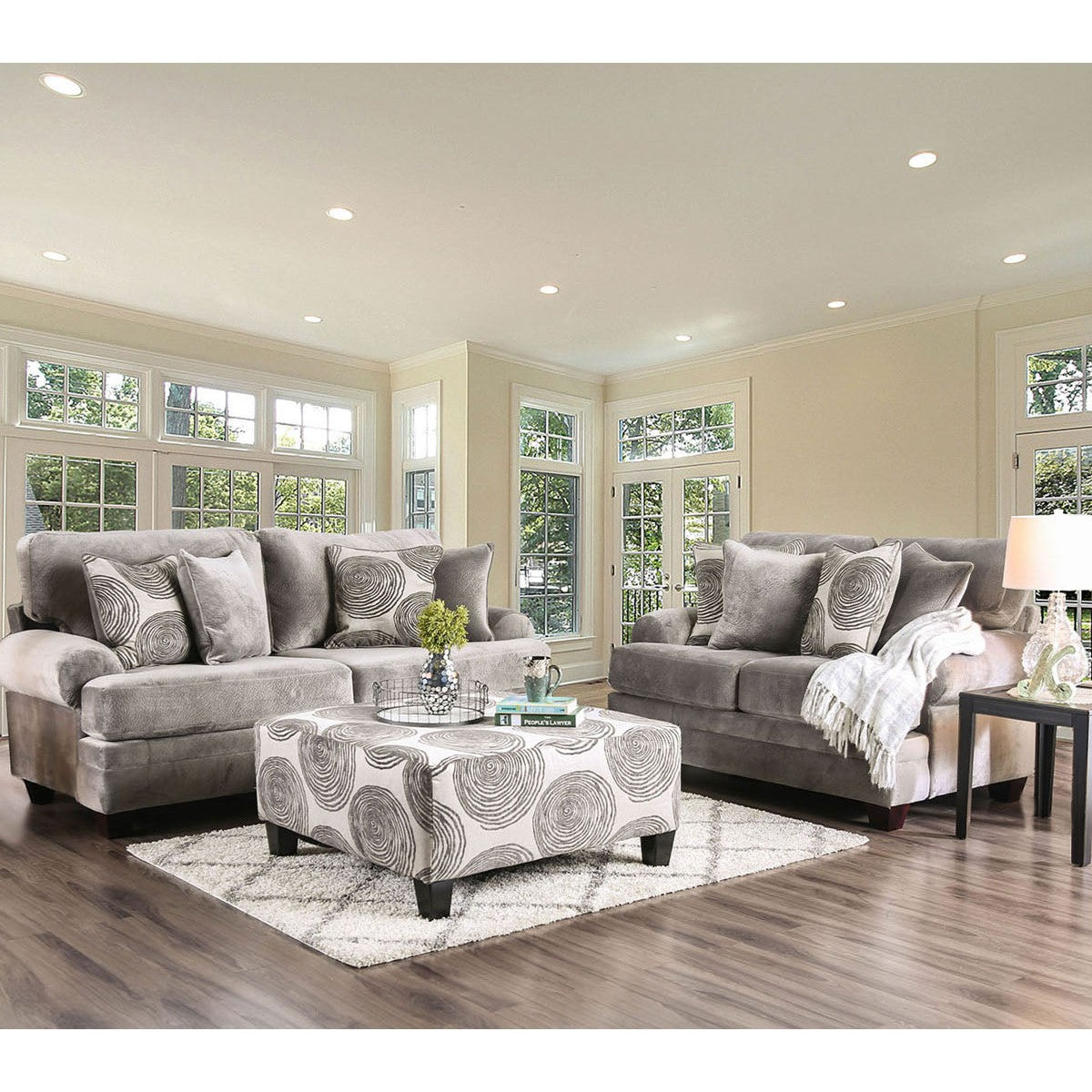 Furniture of America Bonaventura Gray/Pattern Sofa & Loveseat | Ornate Home