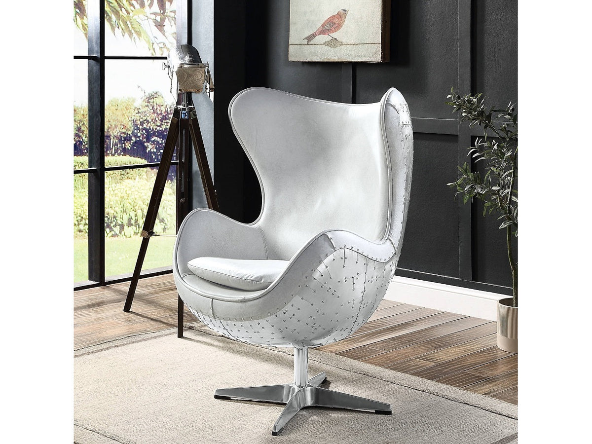 ACME Brancaster White Accent Chair W/Swivel | Ornate Home