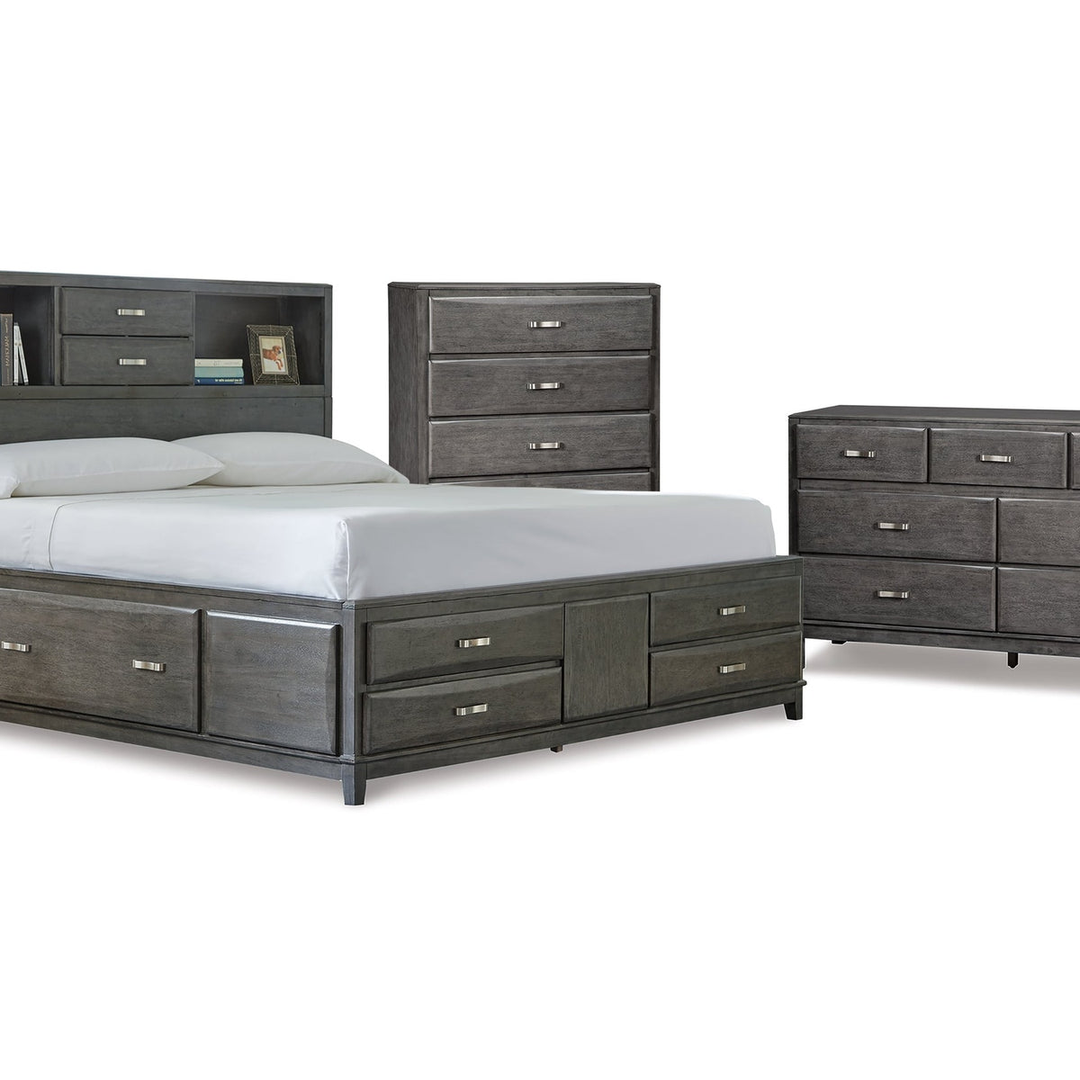 Ashley Furniture Caitbrook Gray Queen Storage Bedroom Set with Dresser ...