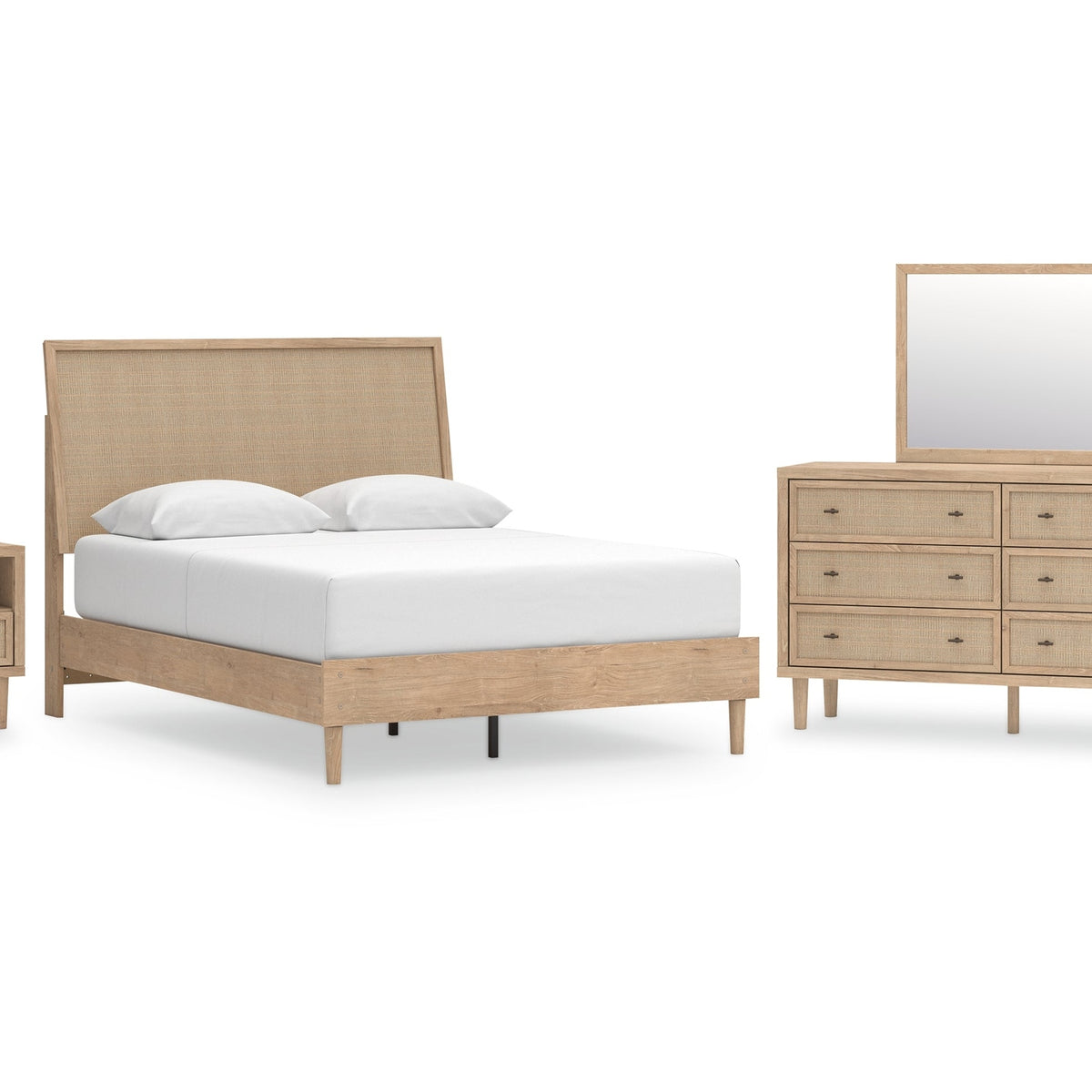 Ashley Furniture Cielden Two-Tone Queen Panel Bed with Mirrored Dresser ...