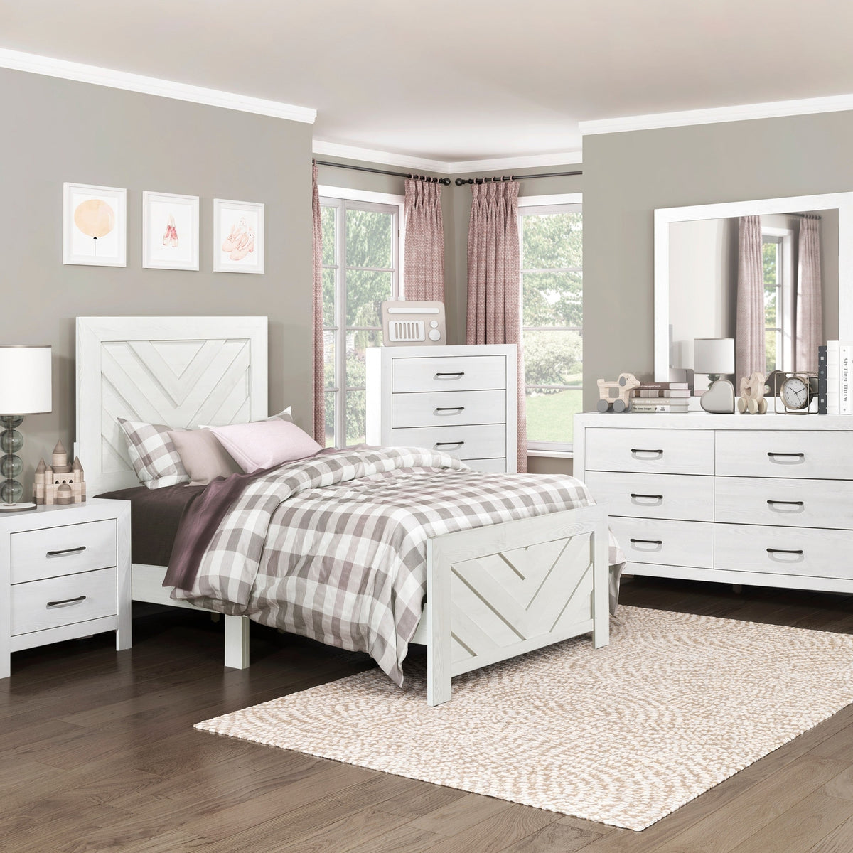Homelegance Corbin White 5-Piece Twin Bedroom Set (V-Pattern)