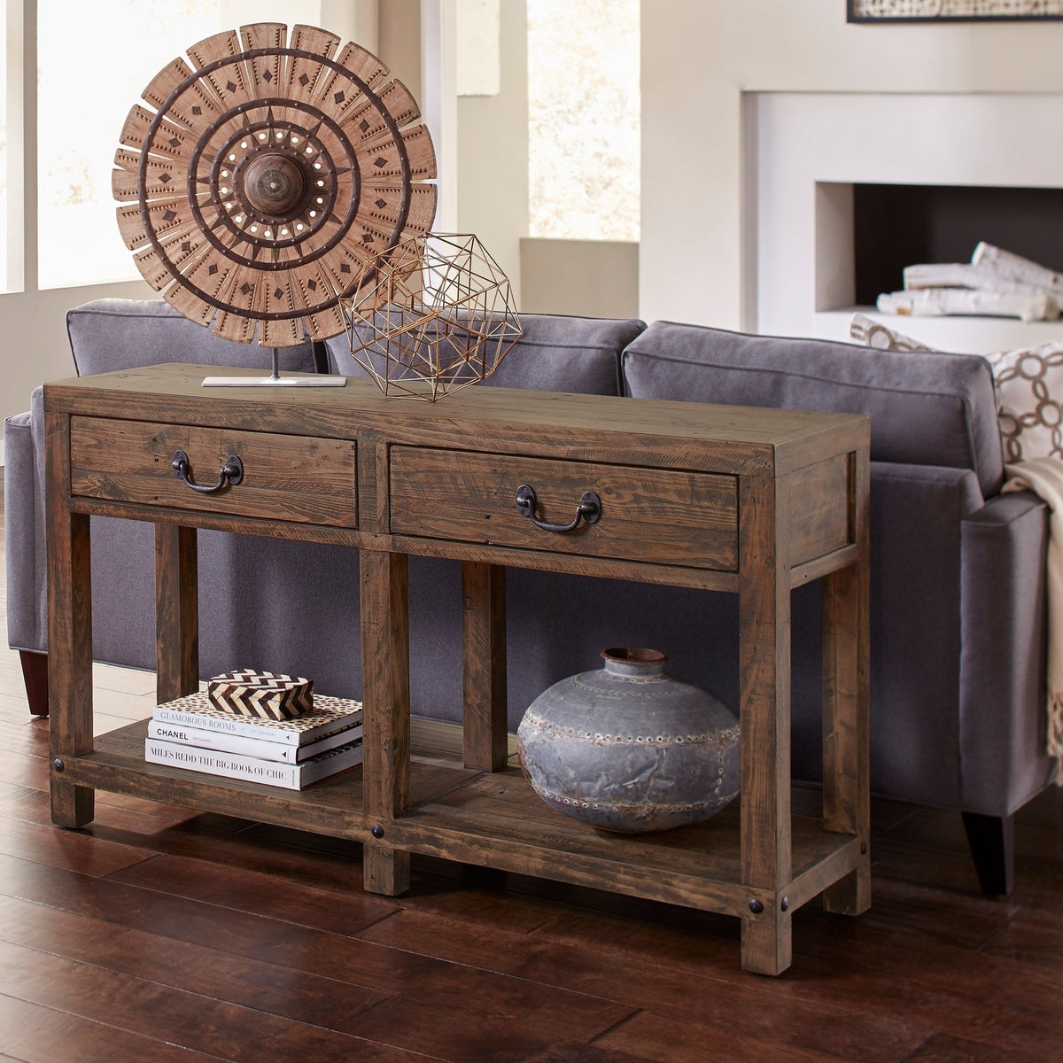 Modus Furniture Craster Reclaimed Wood Console Table in Smoky Taupe ...