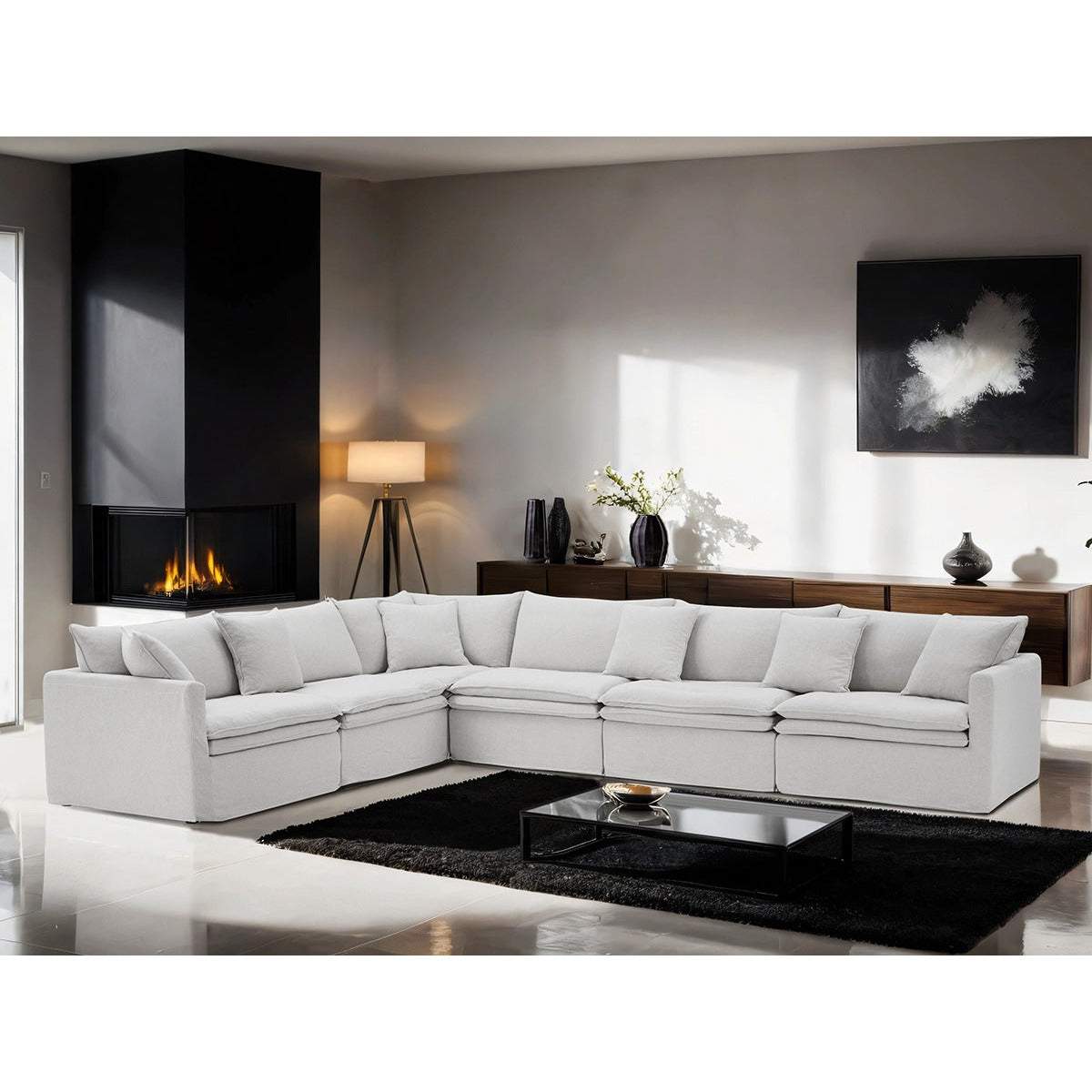 Furniture of America Crayford Light Gray Sectional | Ornate Home