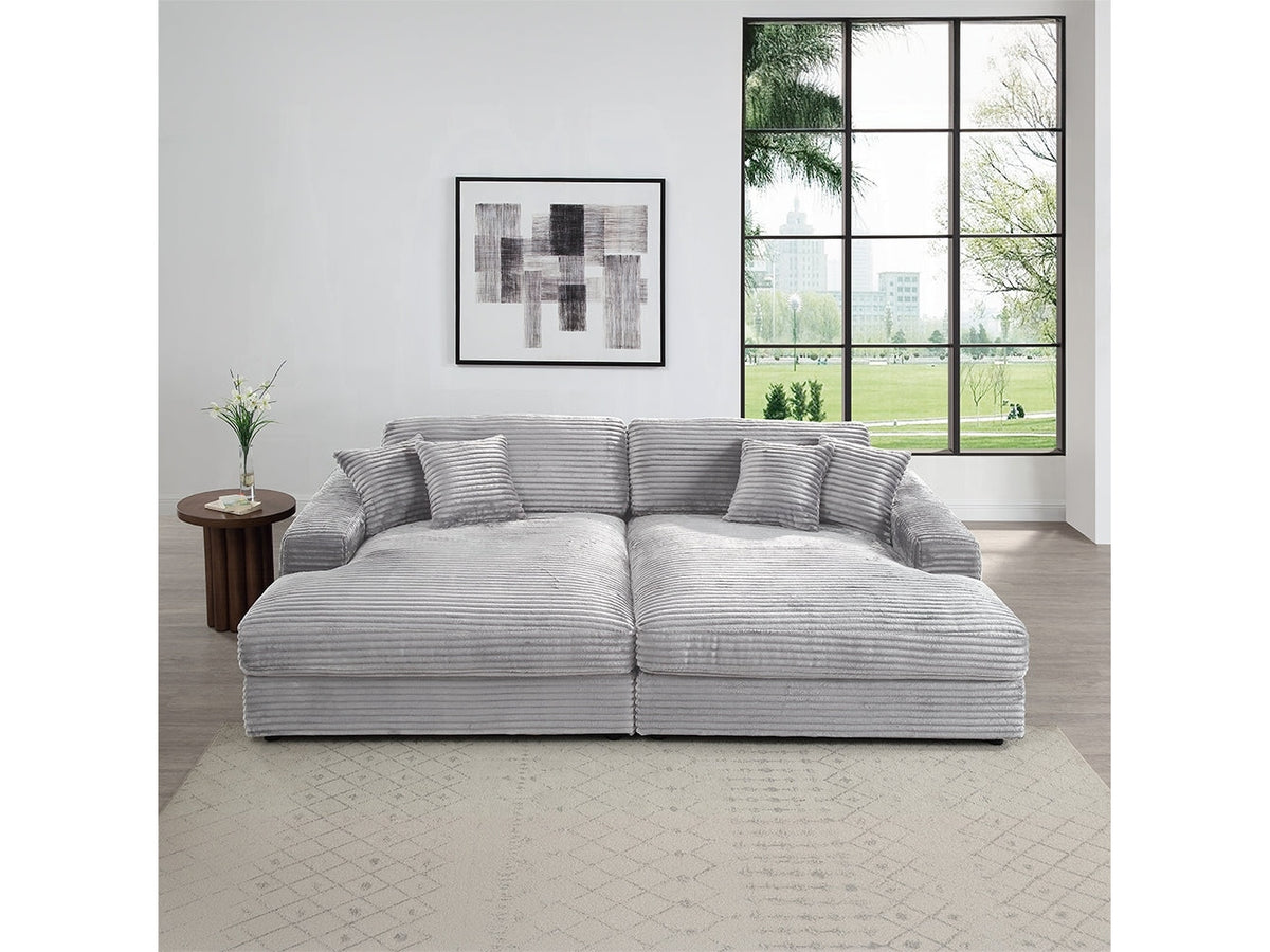 Viva Furniture Cuddler Light Gray Mega Double Chaise Lounger | Ornate Home
