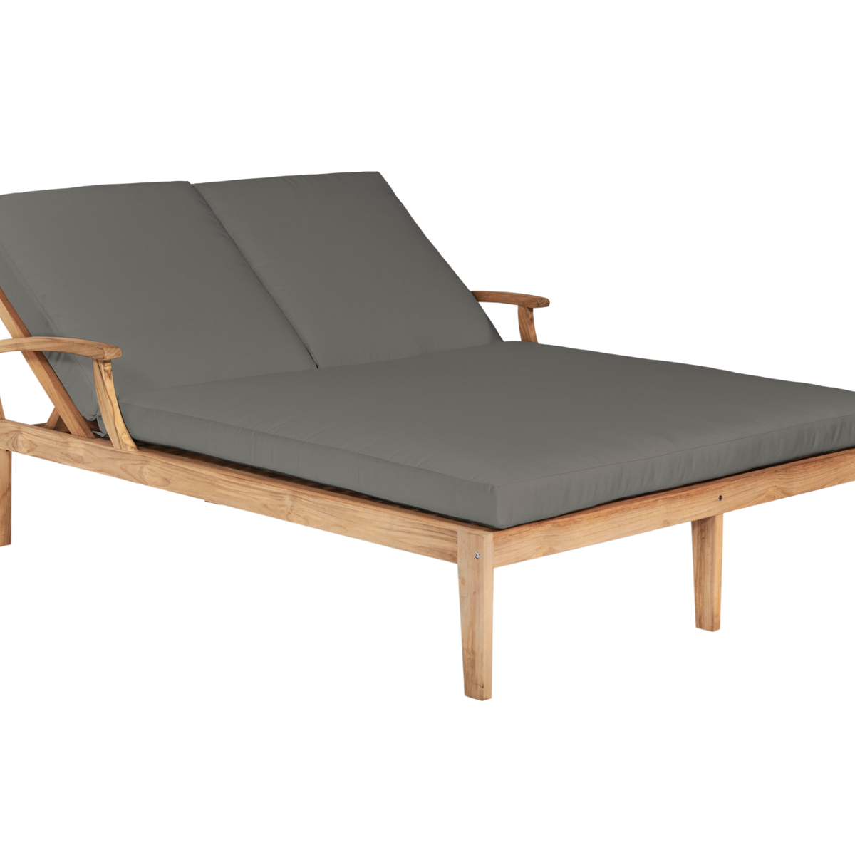 HiTeak Delano Double Teak Charcoal Outdoor Reclining Sunlounger with ...