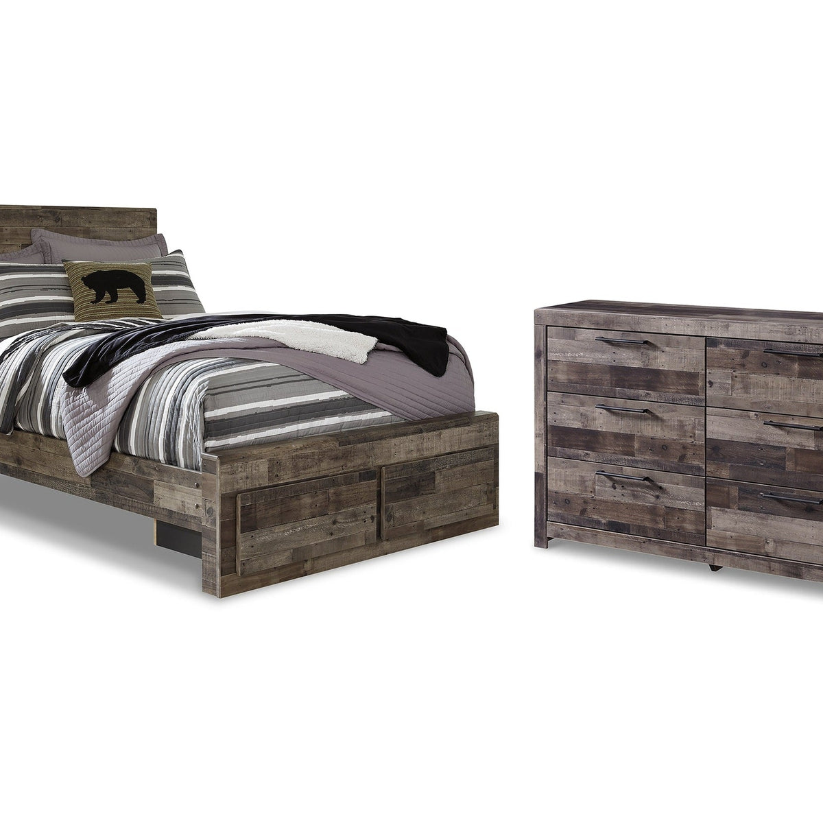 Ashley Furniture Derekson Multi Gray Full Panel Storage Bedroom Set ...