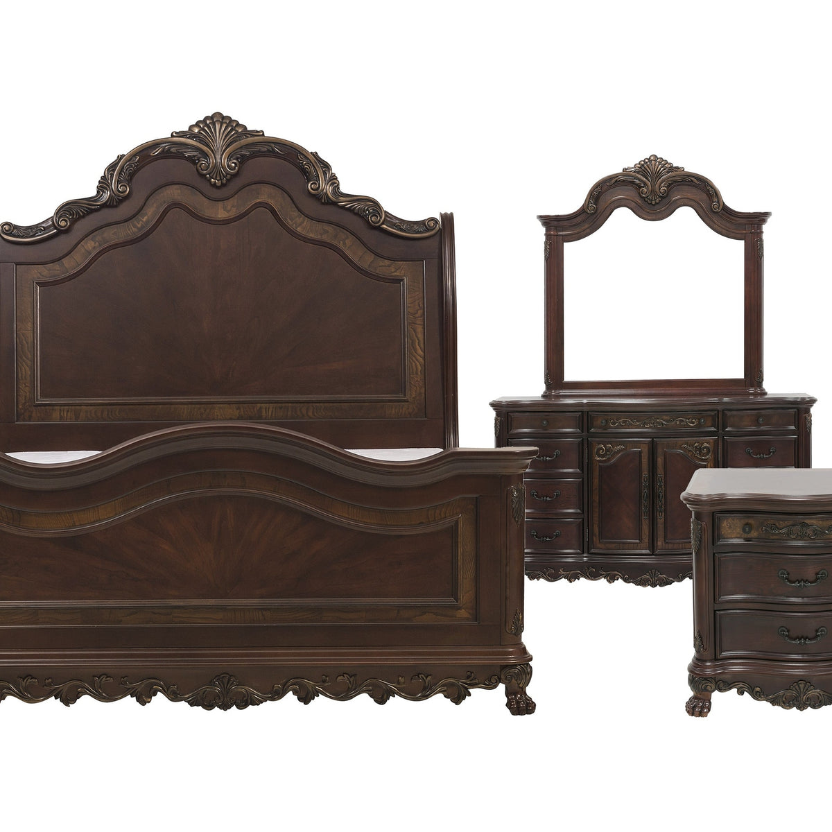 Deryn Park Cherry 4-piece Queen Bedroom Set | Ornate Home