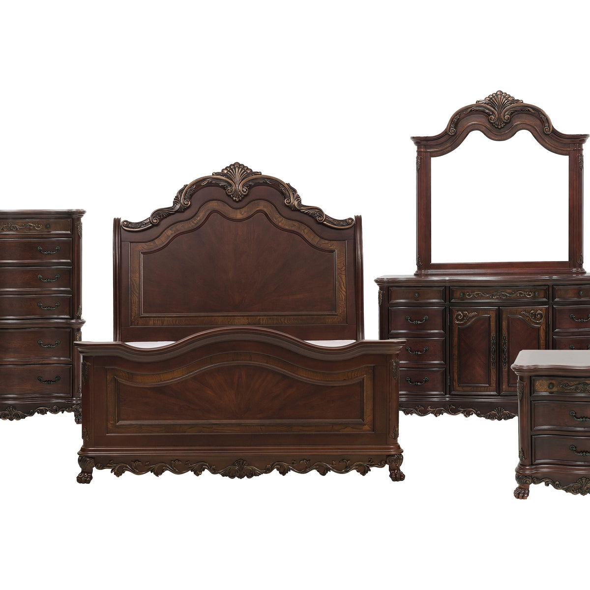Homelegance Deryn Park Cherry 5-Piece Queen Bedroom Set | Ornate Home