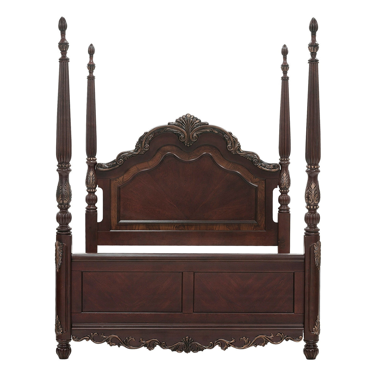 Homelegance Deryn Park Cherry Queen Poster Bed | Ornate Home