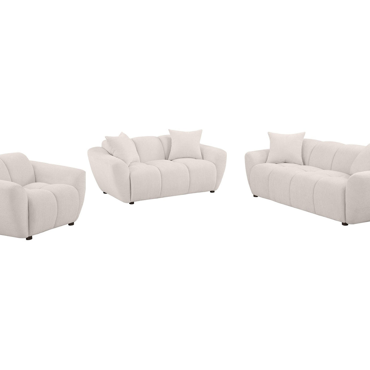 Coaster Destino Greige 3-piece Chenille Splayed Arm Sofa Set | Ornate Home