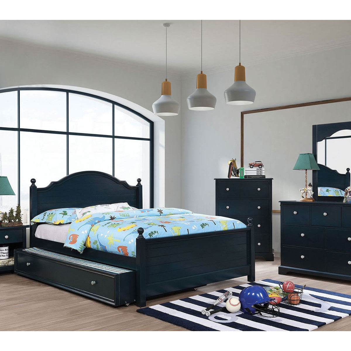 Diane Blue 4 Pc. Full Bedroom Set w/ Trundle | Ornate Home