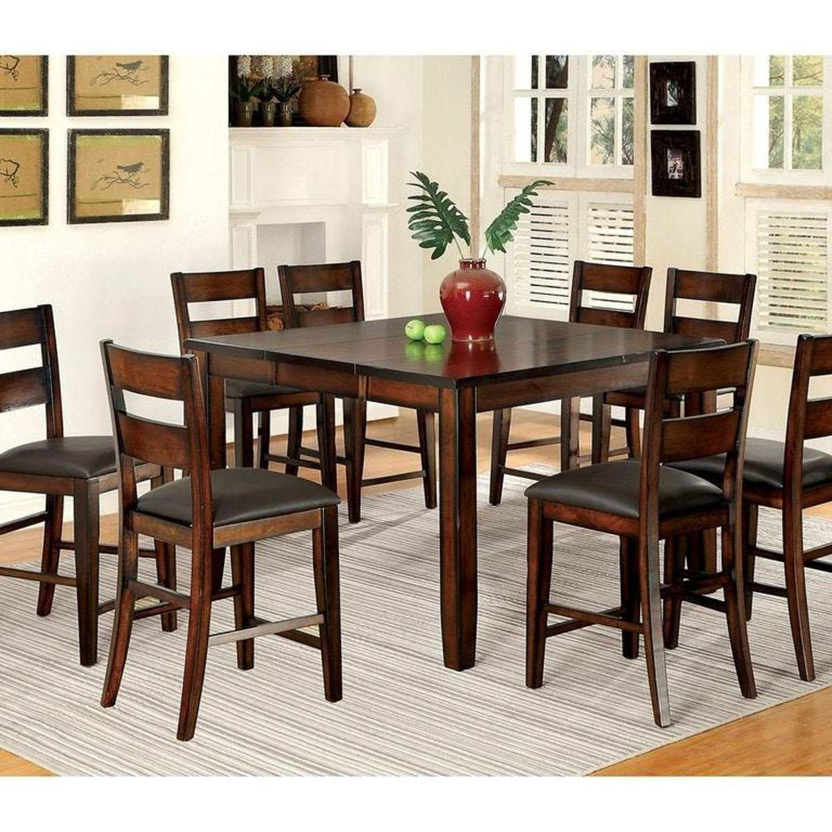 Furniture of America Dickinson Dark Cherry 9pc Dining Room Set | Ornate ...
