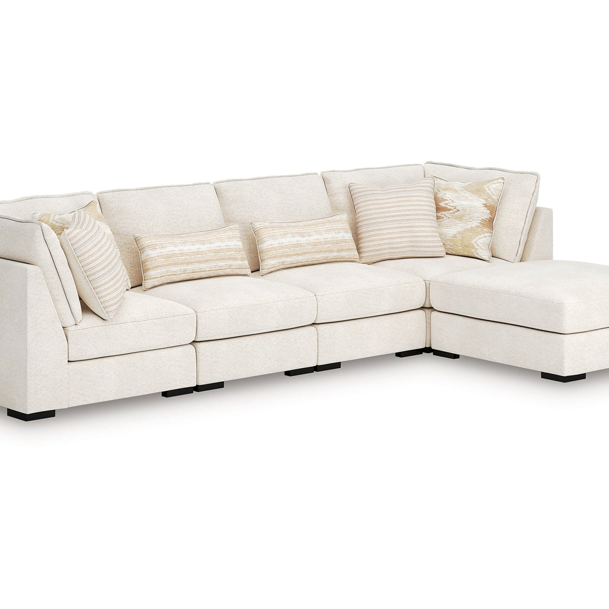 Ashley Furniture Donelson Creek Vanilla 4-Piece Sectional and Ottoman ...