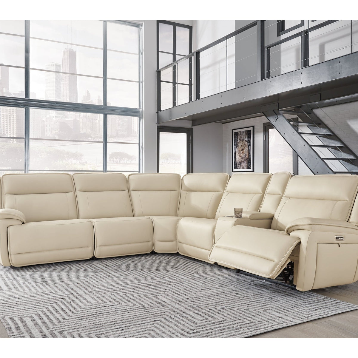 Ashley Furniture Double Deal Almond 6-Piece Power Reclining Sectional ...
