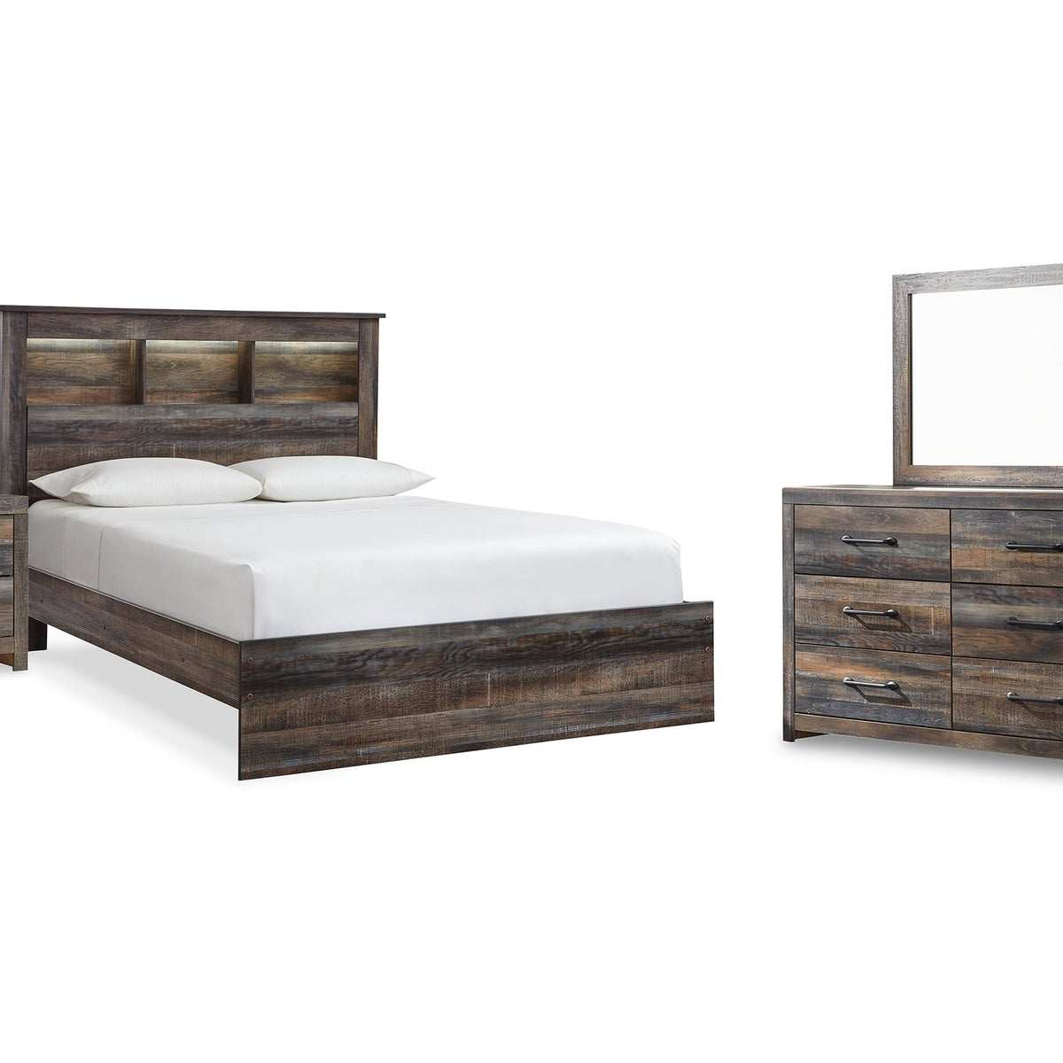 Ashley Furniture Drystan Multi Queen Bookcase Bedroom Set with Dresser ...