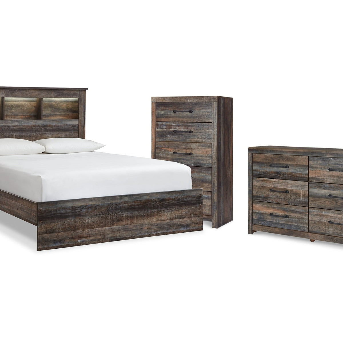 Ashley Furniture Drystan Multi Queen Bookcase Bedroom Set with Dresser ...