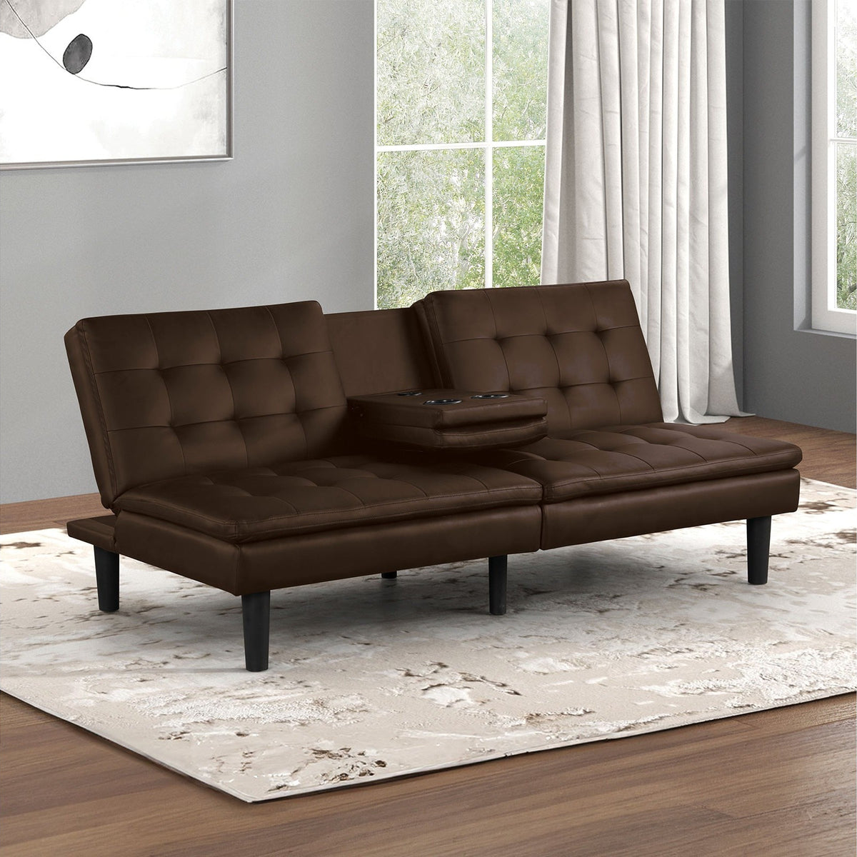 Furniture of America Eidsberg Brown Futon Sofa Bed | Ornate Home