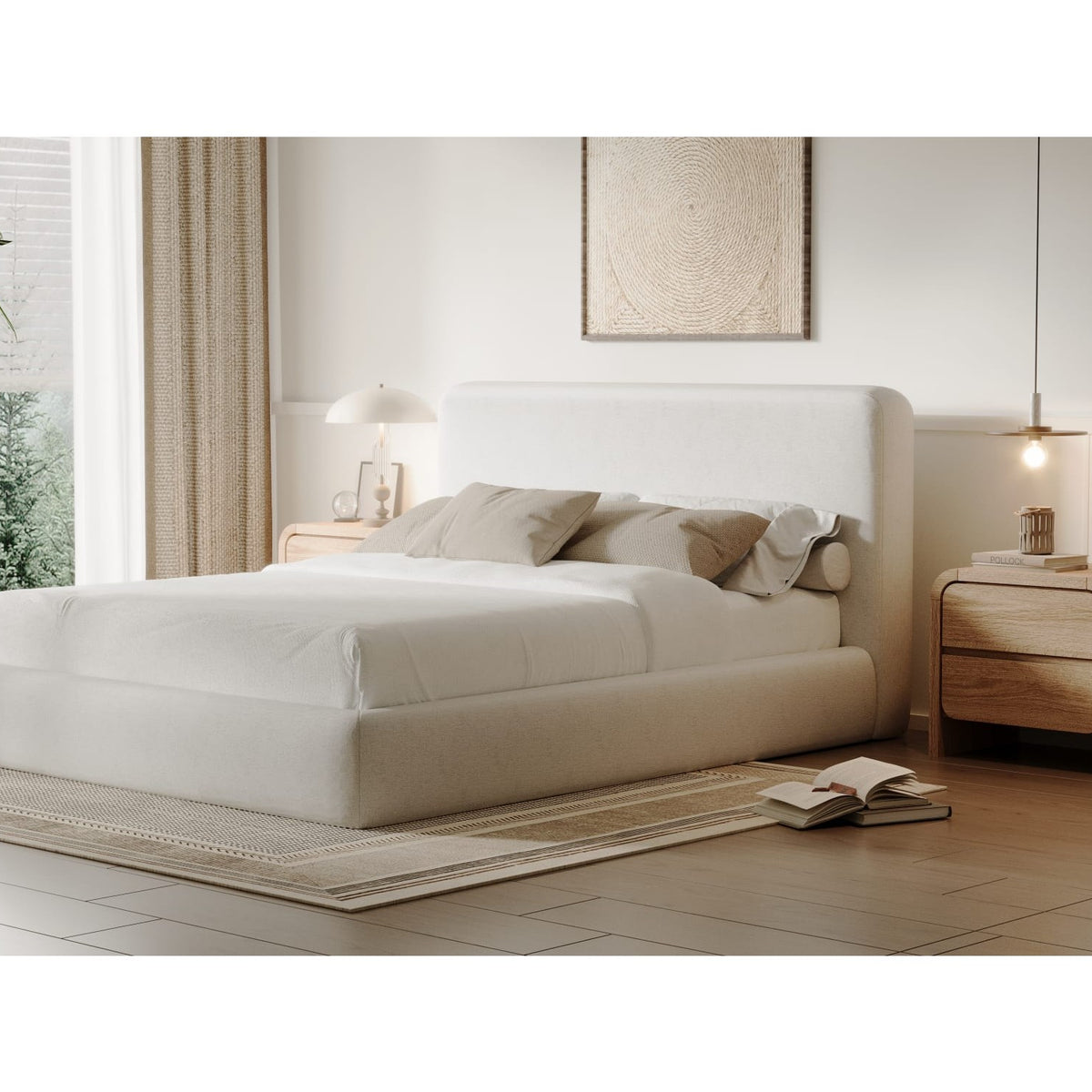 Modus Elora Whitewashed Full Upholstered Platform Bed | Ornate Home