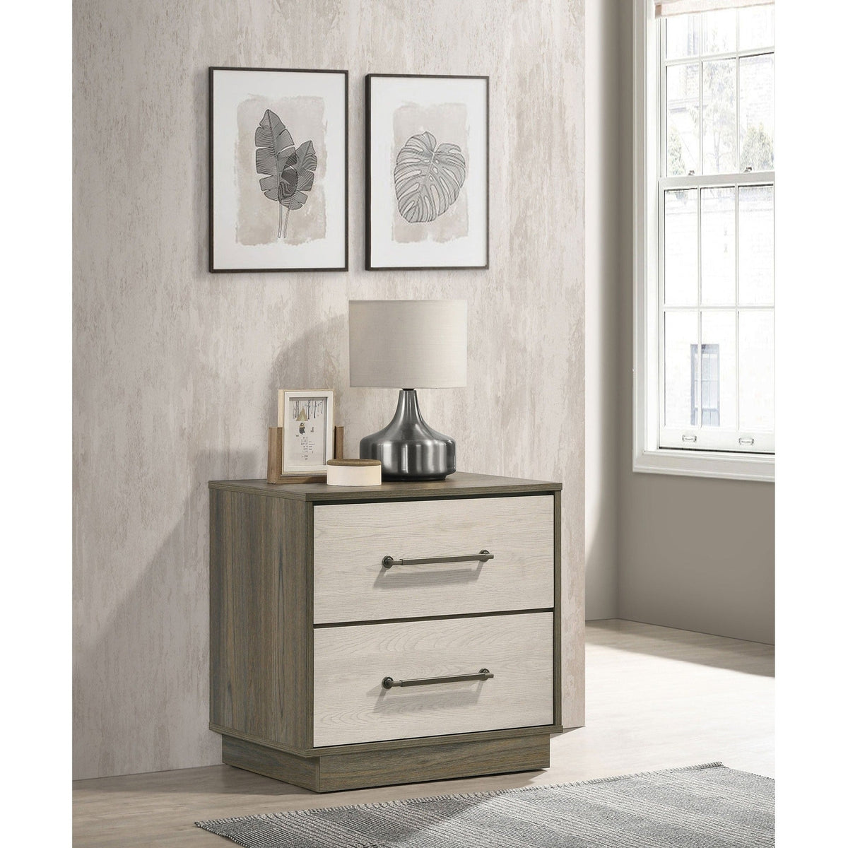 Coaster Fenwick Grey Oak/Almond Nightstand | Ornate Home