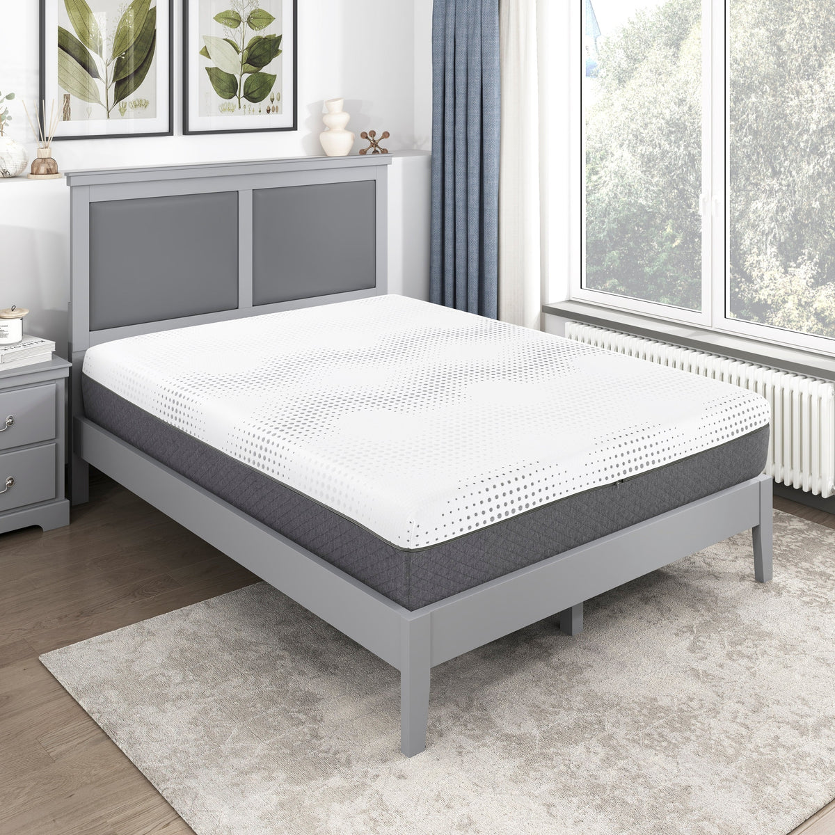 Homelegance Findlay White 12" Queen Green Tea Gel-Infused Memory Foam ...