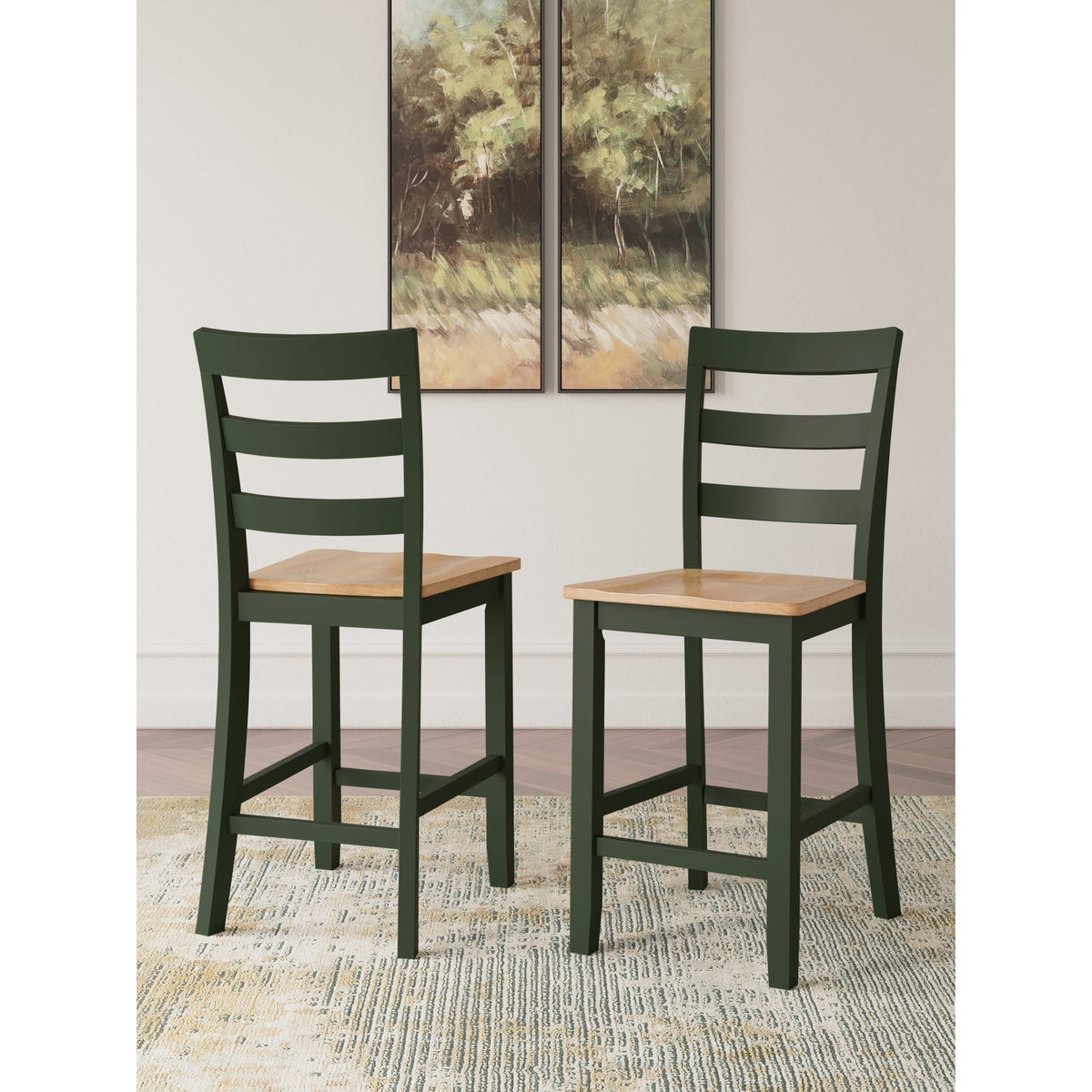 Ashley Furniture Gesthaven Natural/Green Counter Height Barstool (Set ...