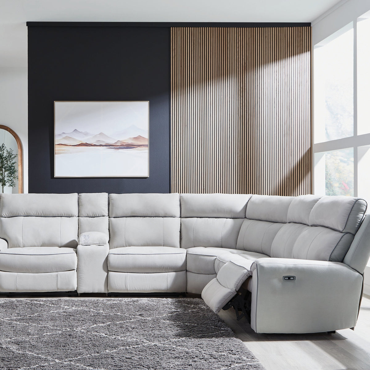 Ashley Furniture Grafton Pike Pearl/Ash 6-Piece Dual Power Reclining ...
