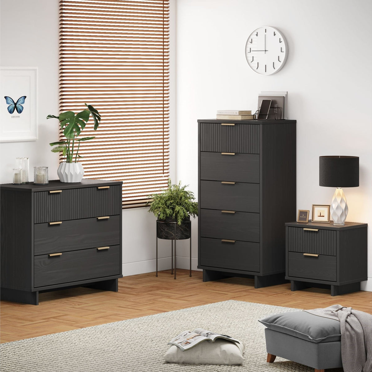 Manhattan Comfort Granville 3-Piece Standard Dresser, Tall Narrow Chest ...