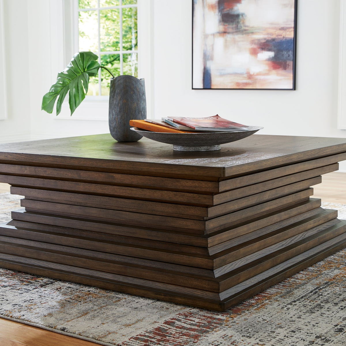 Hannodream Warm Brown Square Cocktail Table | Ornate Home