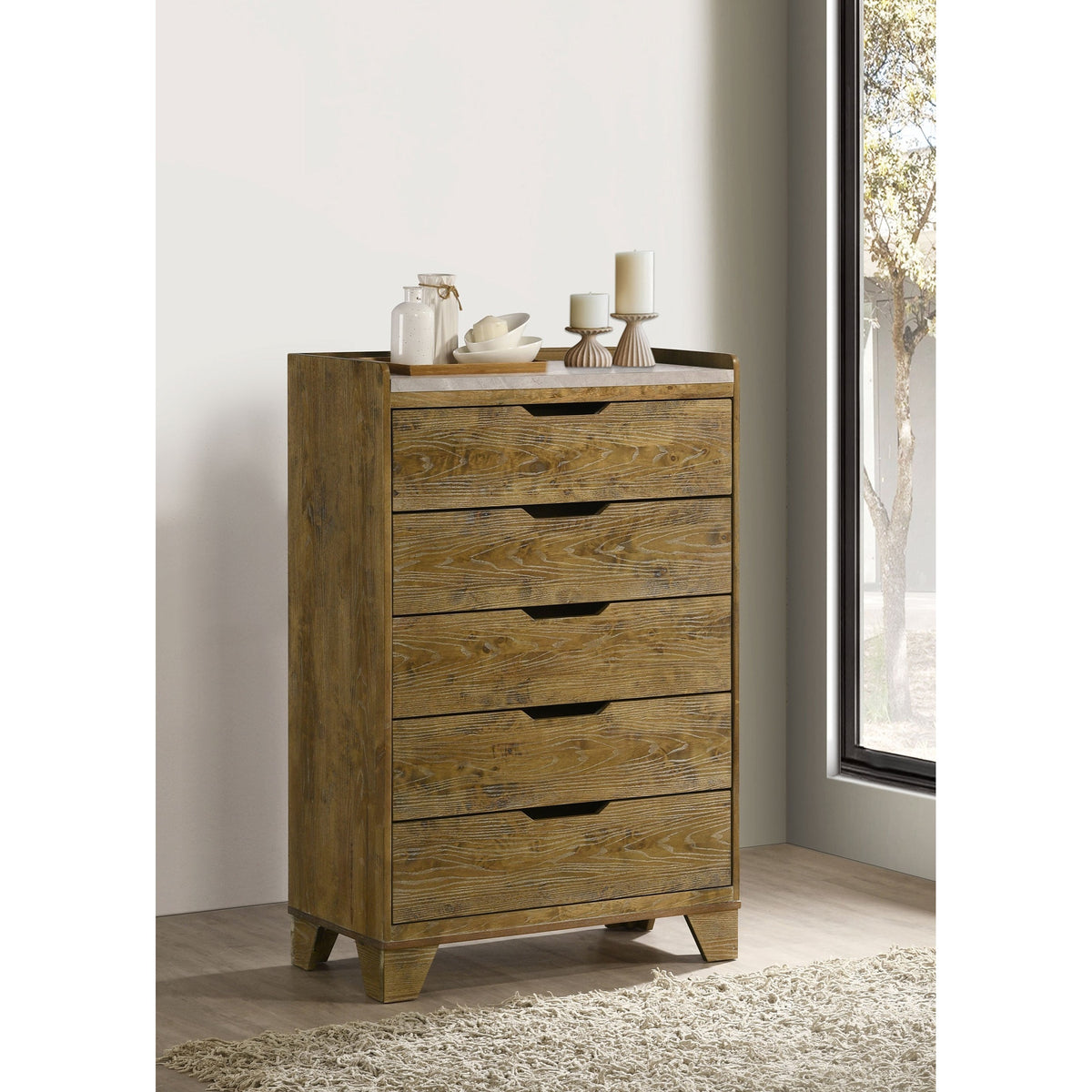 Coaster Henderson Medium Oak 5-drawer Bedroom Chest of Drawers | Ornate ...