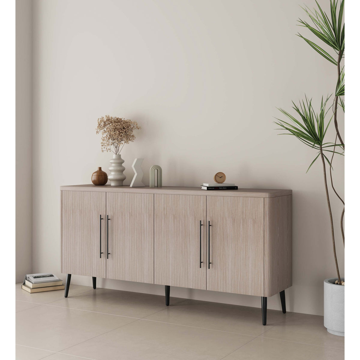 Manhattan Comfort Jodie Sideboard in Whitewashed Oak | Ornate Home
