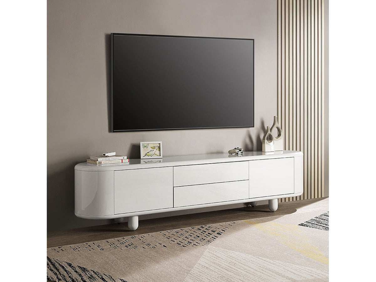 ACME Keely White High Gloss TV Stand | Ornate Home