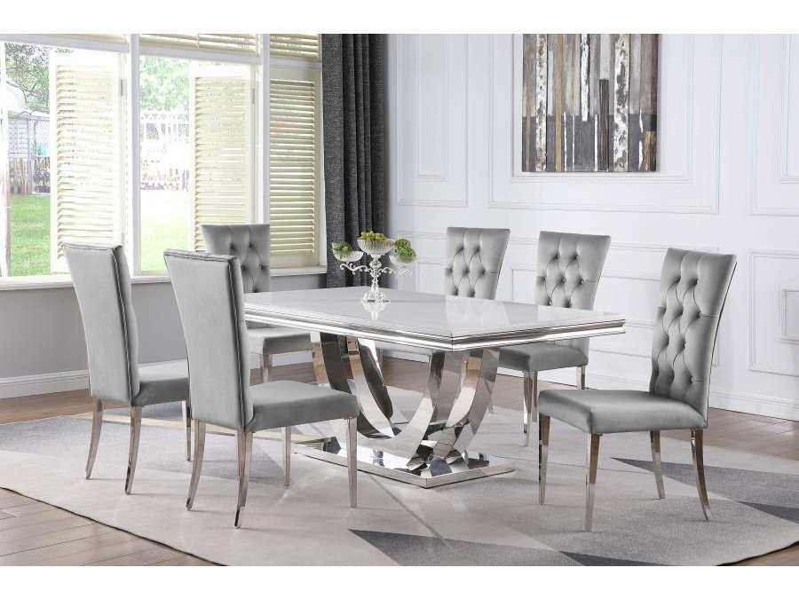 Coaster Kerwin Grey & Chrome 7pc Dining Room Set | Ornate Home